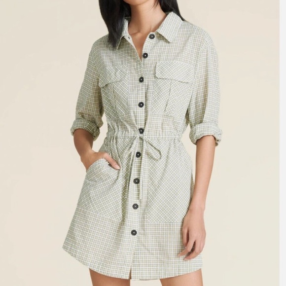 Veronica Beard | Dresses | Veronica Beard Green Plaid Shirt Dress ...